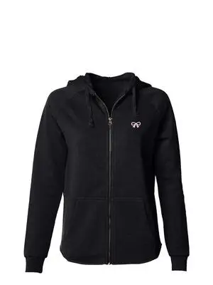 DALIX Bow Fleece Zip Up Hoodie - Black