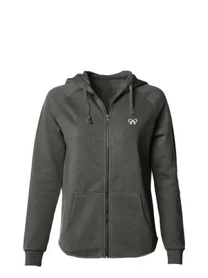 DALIX Bow Fleece Zip Up Hoodie - Shadow