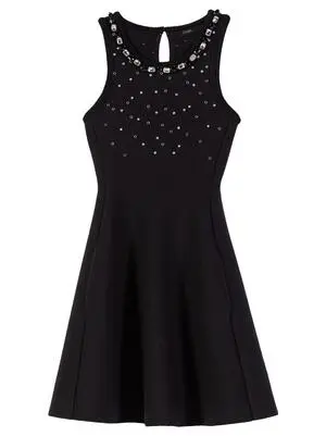 Maje Jewelled Skater Mini Dress - Black