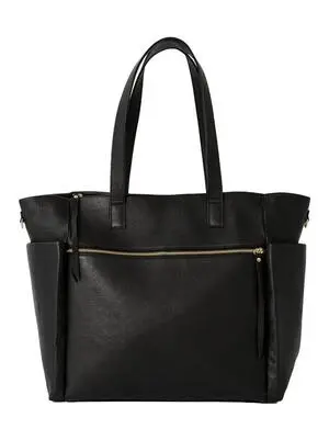 TAH Leather Laptop Tote Bag - Black