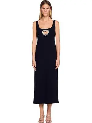 Sandro Rhinestone Heart Maxi Dress - Black