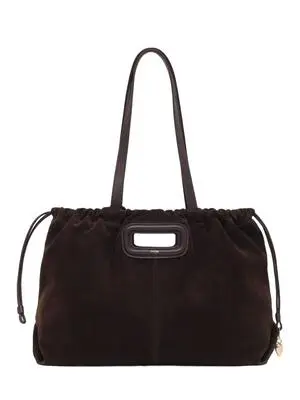 Maje Suede Milpli Tote Bag - Dark Brown