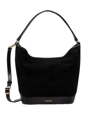 Sandro Soft Suede Shopping Bag - Black