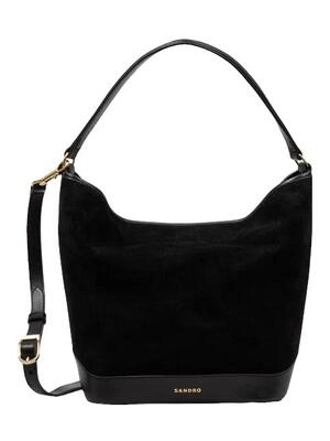 Sandro Soft Suede Shopping Bag - Black