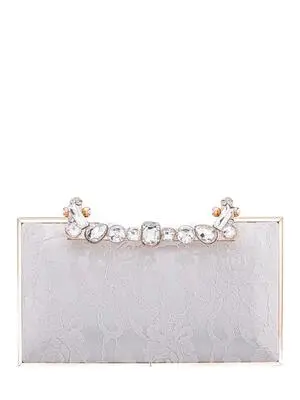 Nina Crystal Lace Clutch - Ivory