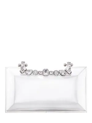Nina Crystal Lace Clutch - Silver