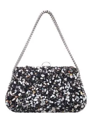 Nina Embellished Clutch With Chain Strap Black Multi