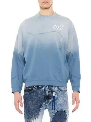 CULT OF INDIVIDUALITY Pieced Dip Dye Sweatshirt - Blue Steel
