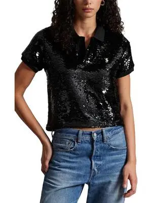 Ralph Lauren Sequin Crop Polo - Polo Black
