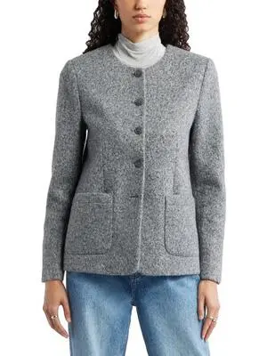 Nordstrom Textured Collarless Jacket - Grey Heather