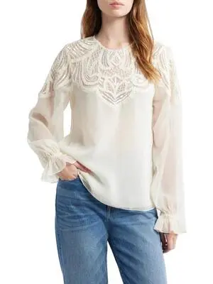 LIPSY Artwork Embellished Top - Cream