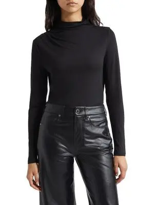 Veronica Beard Mylie Mock Neck Top - Black