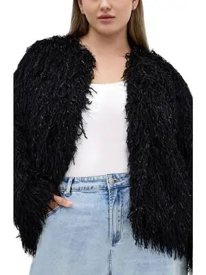 City Chic Sparkle Queen Jacket - Black
