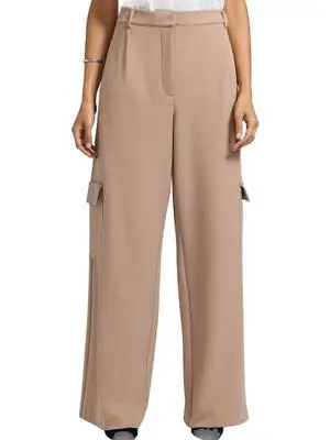 Foxcroft Elizabeth Wide Leg Pants Khaki Beige