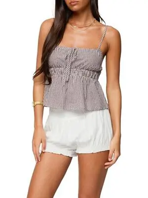 EDIKTED Gingham Cotton Camisole - Brown