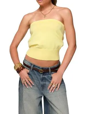 EDIKTED Strapless Crop Top - Yellow