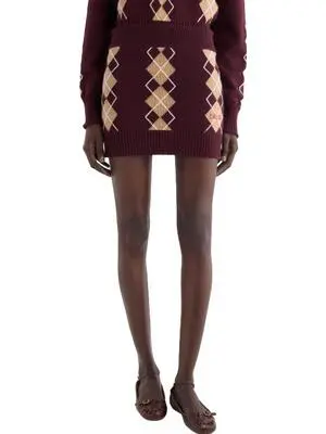 CHLOÉ Argyle Wool & Cashmere Miniskirt