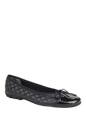 PAUL MAYER ATTITUDES Cozy Quilted Cap-toe Ballet Flat - Navy