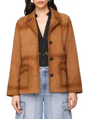 Avec Les Filles Suede Notch Collar Jacket - Camel