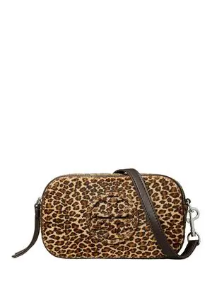 Tory Burch Mini Miller Leopard Print Calf Hair Crossbody Bag Multi