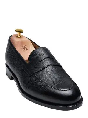 MORJAS Leather Penny Loafer Black Grain