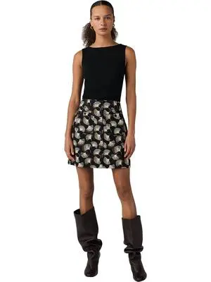 Diane Von Furstenberg Waverly Mini Skirt - Tiny Gingko Fans Black