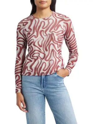 CITY BLUES Printed Long-sleeve T-shirt - Blush Wine