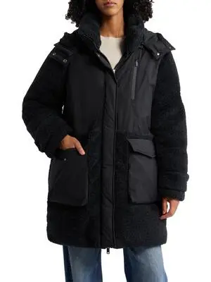 UGG Kaysin Fleece Trim Down Parka Black