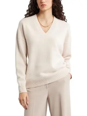 Nordstrom Wool And Cashmere V-neck Pullover - Beige Beach