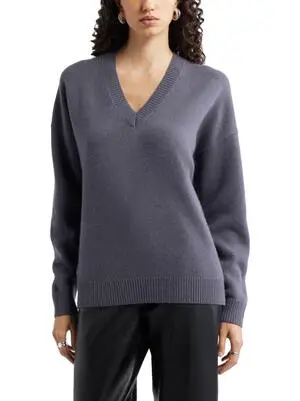 Nordstrom Wool And Cashmere V-neck Pullover - Grey Agate