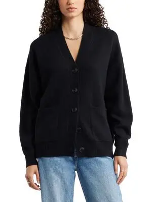 Nordstrom V-Neck Wool & Cashmere Cardigan Black Rock