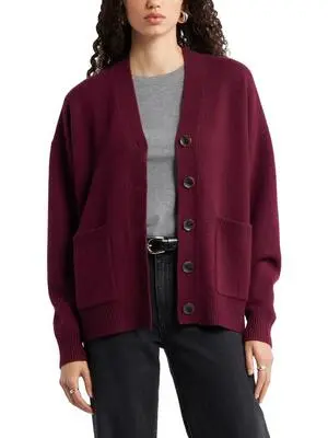 Nordstrom V-Neck Wool & Cashmere Cardigan Burgundy Field