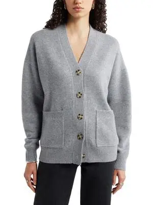 Nordstrom V-neck Wool & Cashmere Cardigan - Grey Night