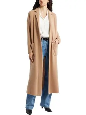 Nordstrom Wool And Cashmere Longline Cardigan - Tan Tannin