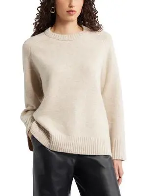 Nordstrom Crewneck Wool And Cashmere Sweater Beige Oatmeal Lit Heather