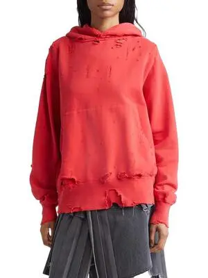 KURO Rip & Repair French Terry Hoodie - Red