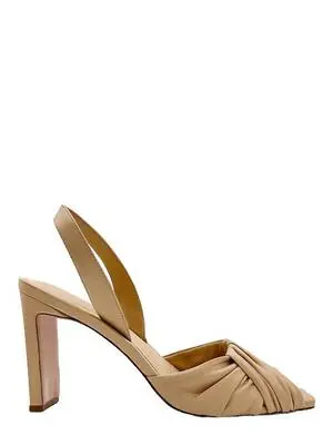 DANIELLA SHEVEL Skyler Nappa Leather Slingback Pumps - Camel