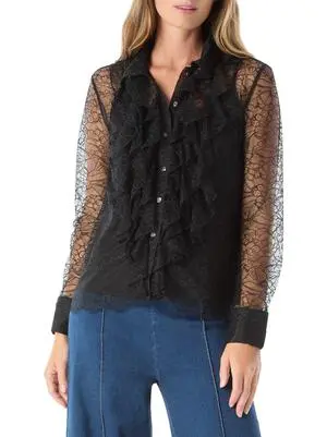 DO BY DEE OCLEPPO Erynn Lace Button-Up Shirt Black