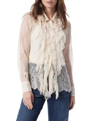 DO BY DEE OCLEPPO Erynn Lace Button-Up Shirt Sea Salt