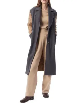 DO BY DEE OCLEPPO Adara Mixed Media Coat - Dark Heather Grey