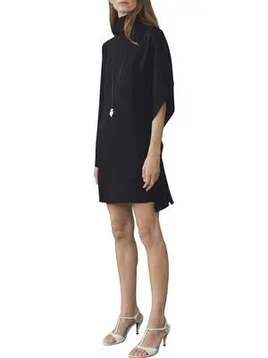Mango Asymmetric Sleeve Turtleneck Sweater Dress - Black