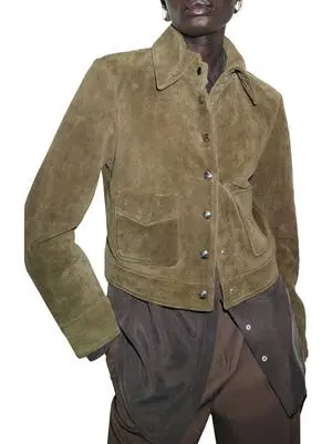 MANGO Cropped Suede Jacket