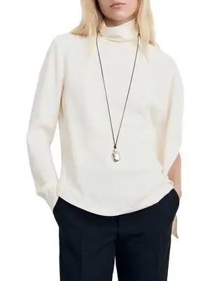 Mango Asymmetric High Neck Top - Off White