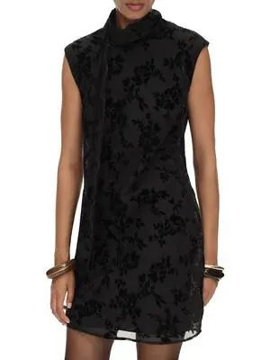 Mango Floral Jacquard Mini Dress - Black
