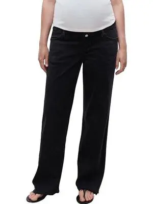Mango Over-the-bump Wide Leg Maternity Jeans - Black Denim