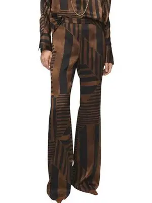 Mango Satin Stripe Pants - Brown