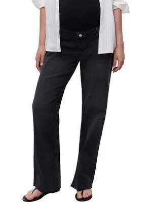 Mango Over-the-bump Straight Leg Maternity Jeans - Black Denim