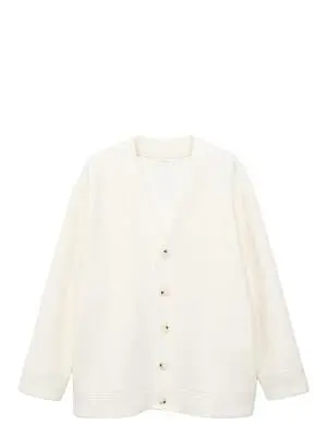 Mango Cotton And Wool Blend Cardigan - Ivory White