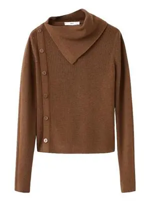 Mango Asymmetric Neck Sweater Caramel