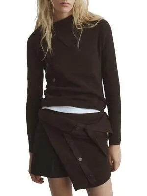 Mango Asymmetric Neck Sweater Chocolate
